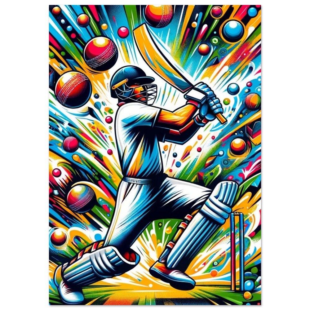 Dynamic Cricketer Exquisite Premium Semi-glossy Paper Poster, Striking ...