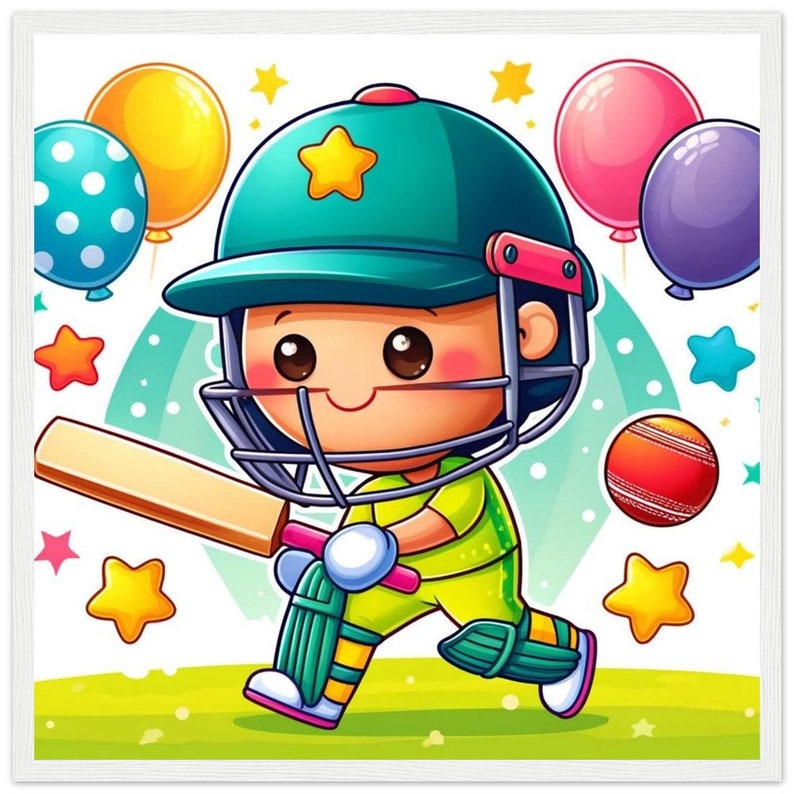 Adorable Cricket Hero Premium Matte Paper Wooden Framed Poster 50 X 50 ...
