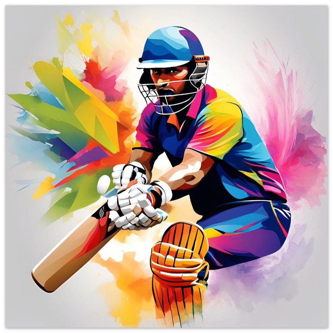 Dynamic Cricket Illustration Premium Matte Paper Poster 50 X 50 Cm - Etsy