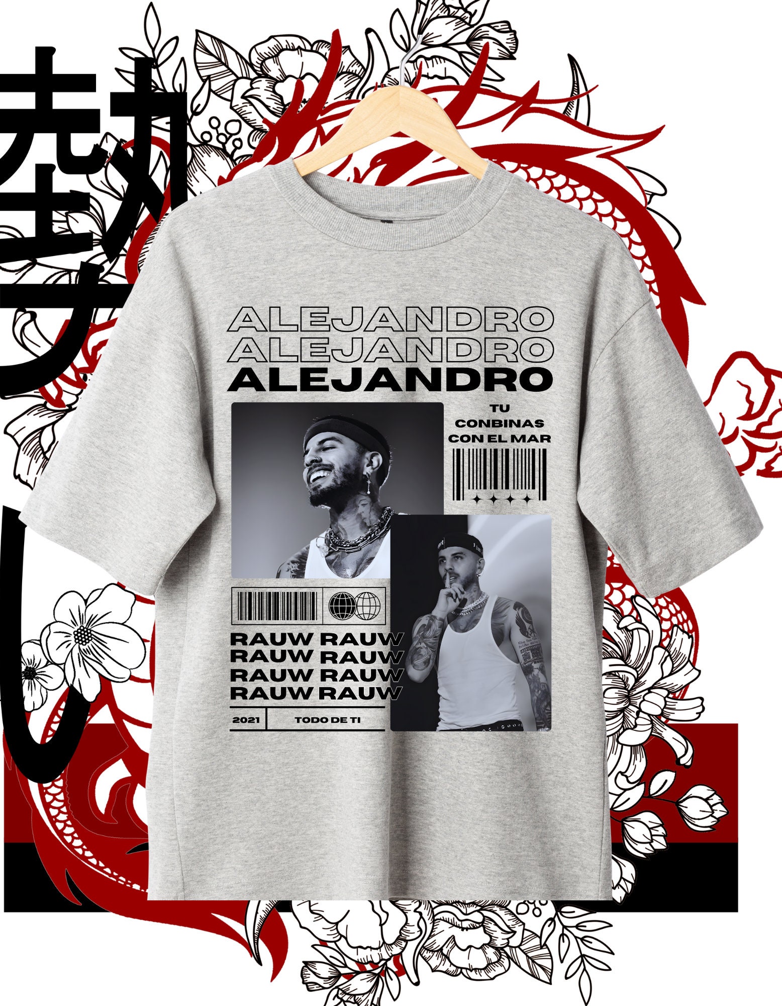 Rauw Alejandro T-shirt Design, Collage Digital PNG File, 90s Vintage ...