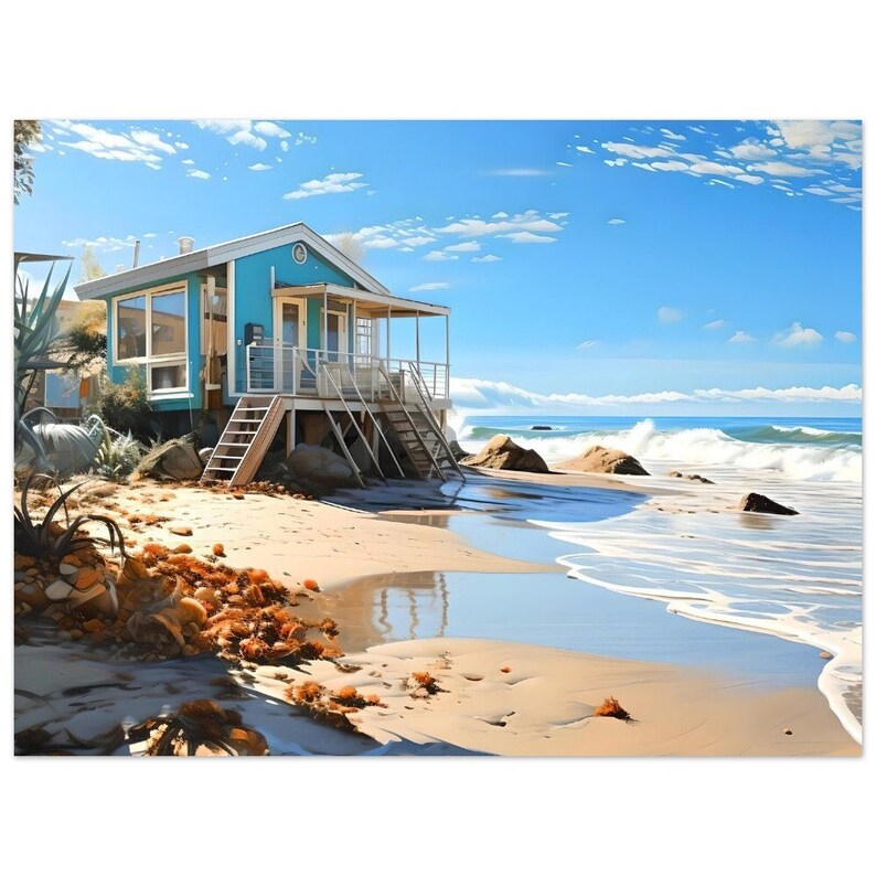 Beach House Poster Wall Art Coastal House Picture - Etsy