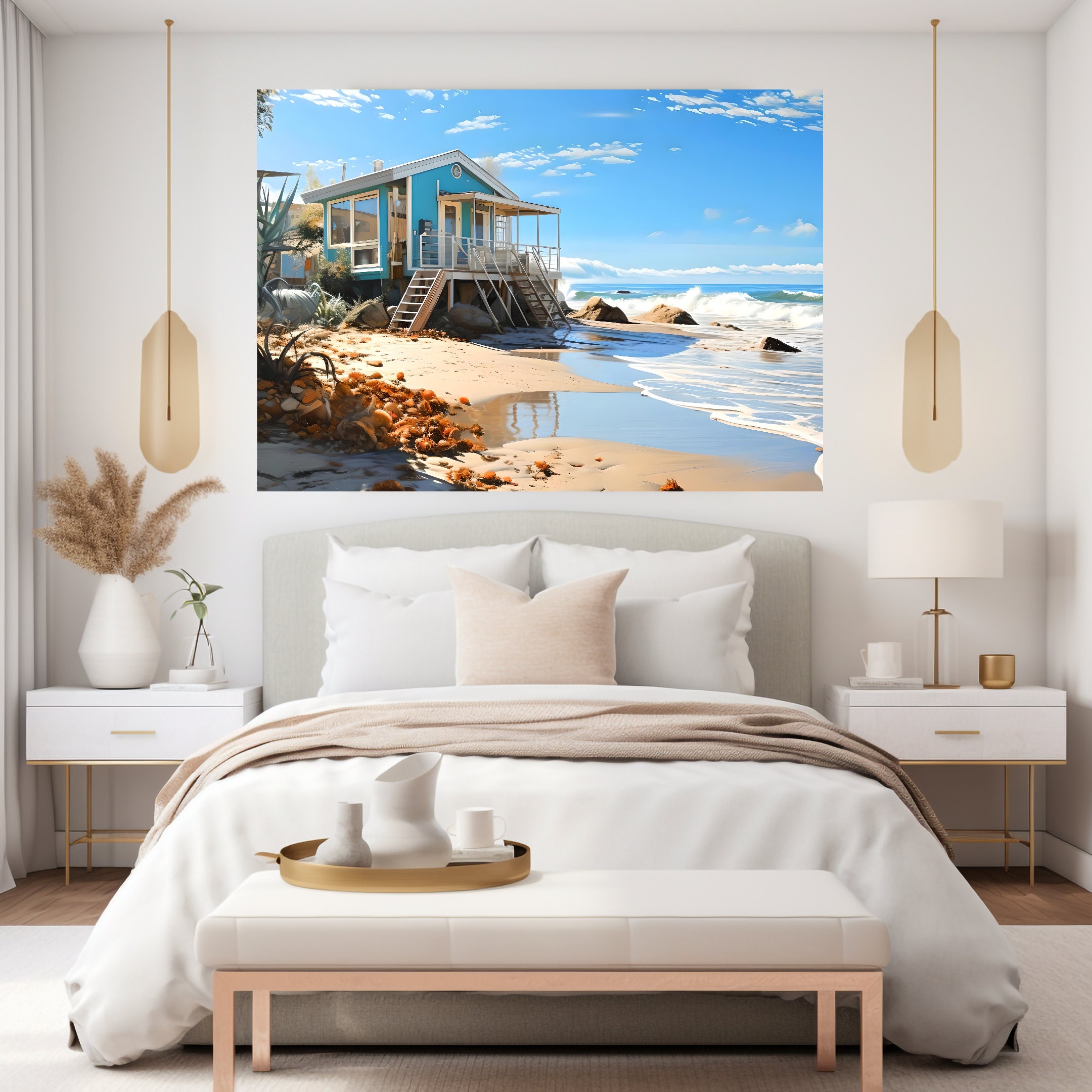 Beach House Poster Wall Art Coastal House Picture - Etsy