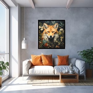 Fox in Woods With Flowers Framed Wall Art Fox and Flowers in Forest ...