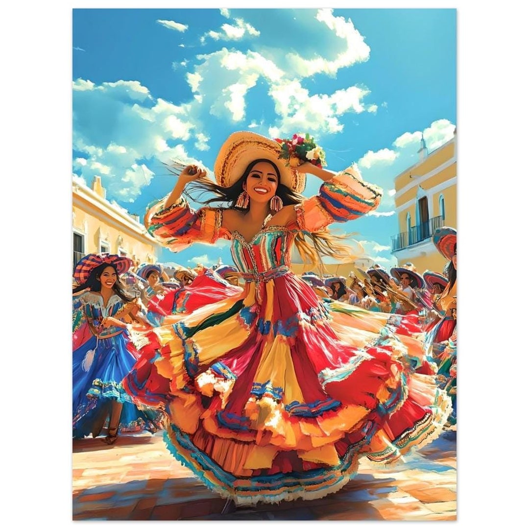 Traditional Folk Dancers Poster Celebration of Culture Wall Art - Etsy