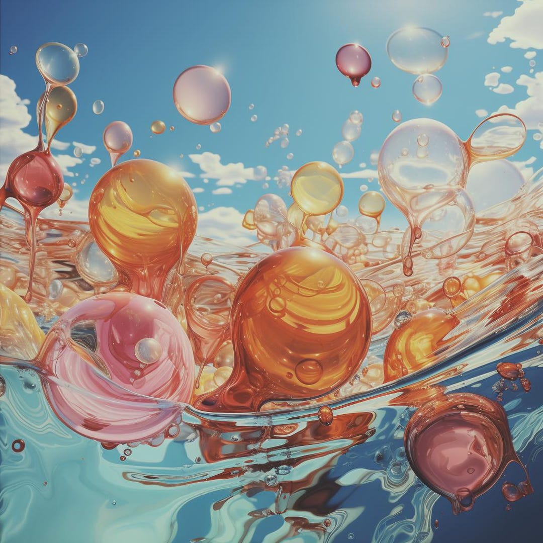 Abstract Water Bubbles Wooden Matte Framed Wall Art Bubbles in Water ...