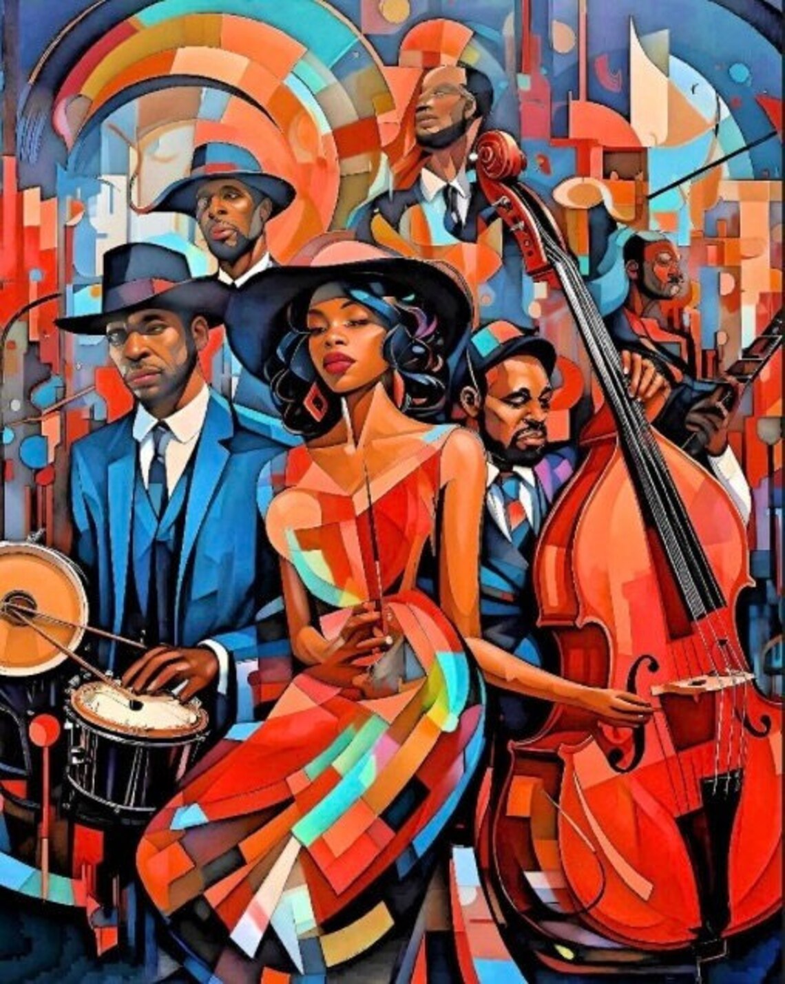 Jazz Poster Wall Art African American Musicians Picture Music in Color ...