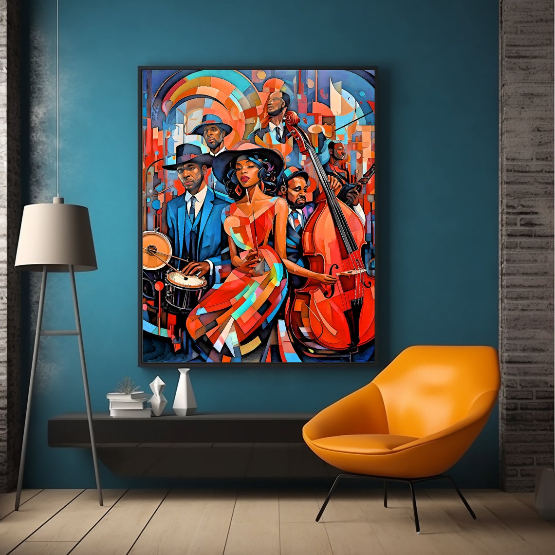 Jazz Abstract Band Aluminum Framed Wall Art African American Artists ...