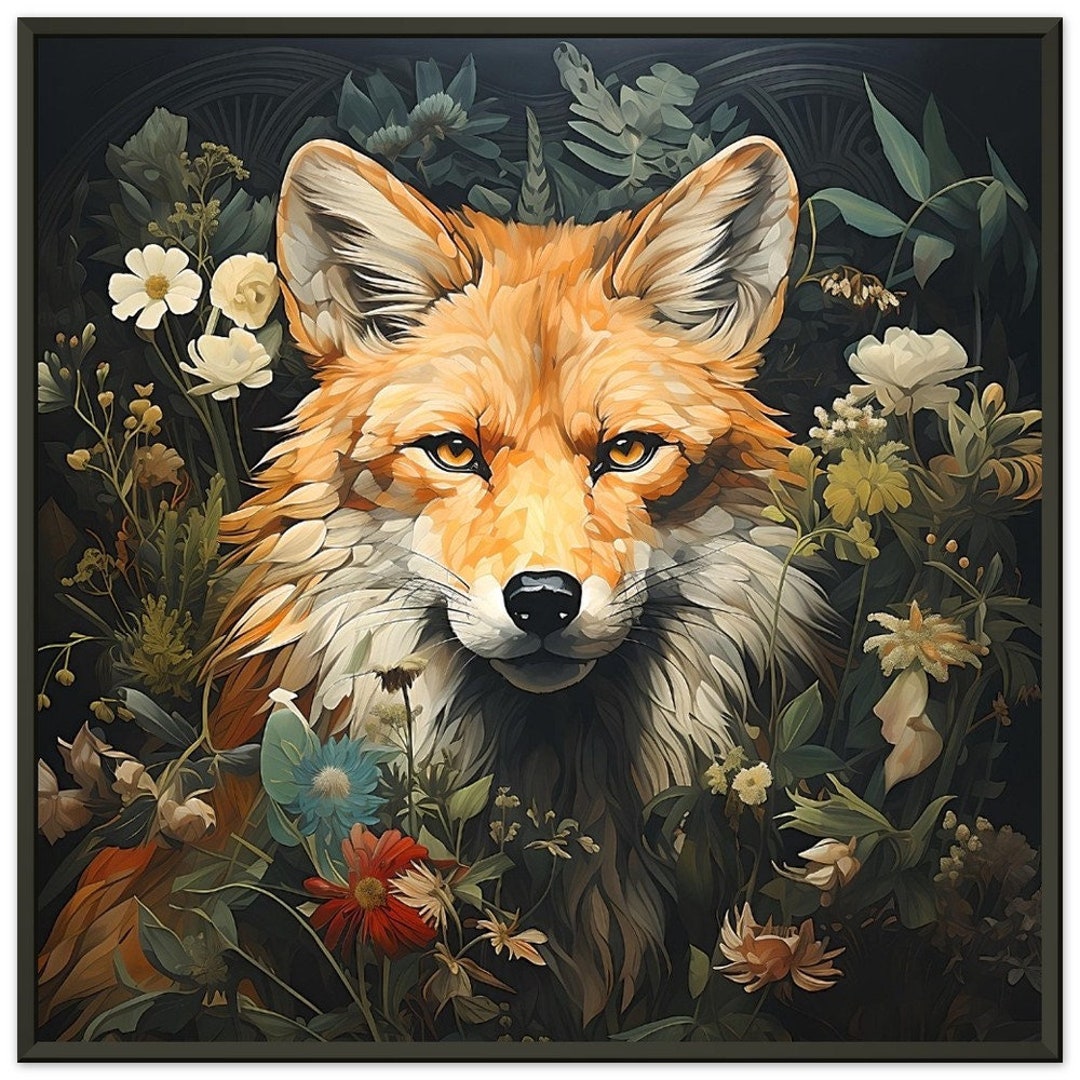 Fox in Woods With Flowers Framed Wall Art Fox and Flowers in Forest ...