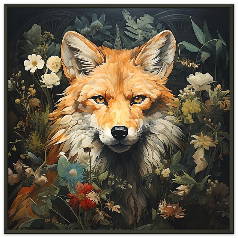 Fox in Woods With Flowers Framed Wall Art Fox and Flowers in Forest ...