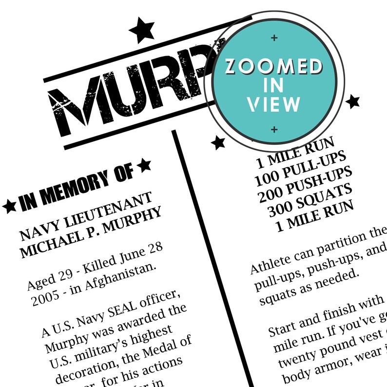 Murph Hero WOD Printable | Crossfit Workout Poster | Gym Wall Art ...