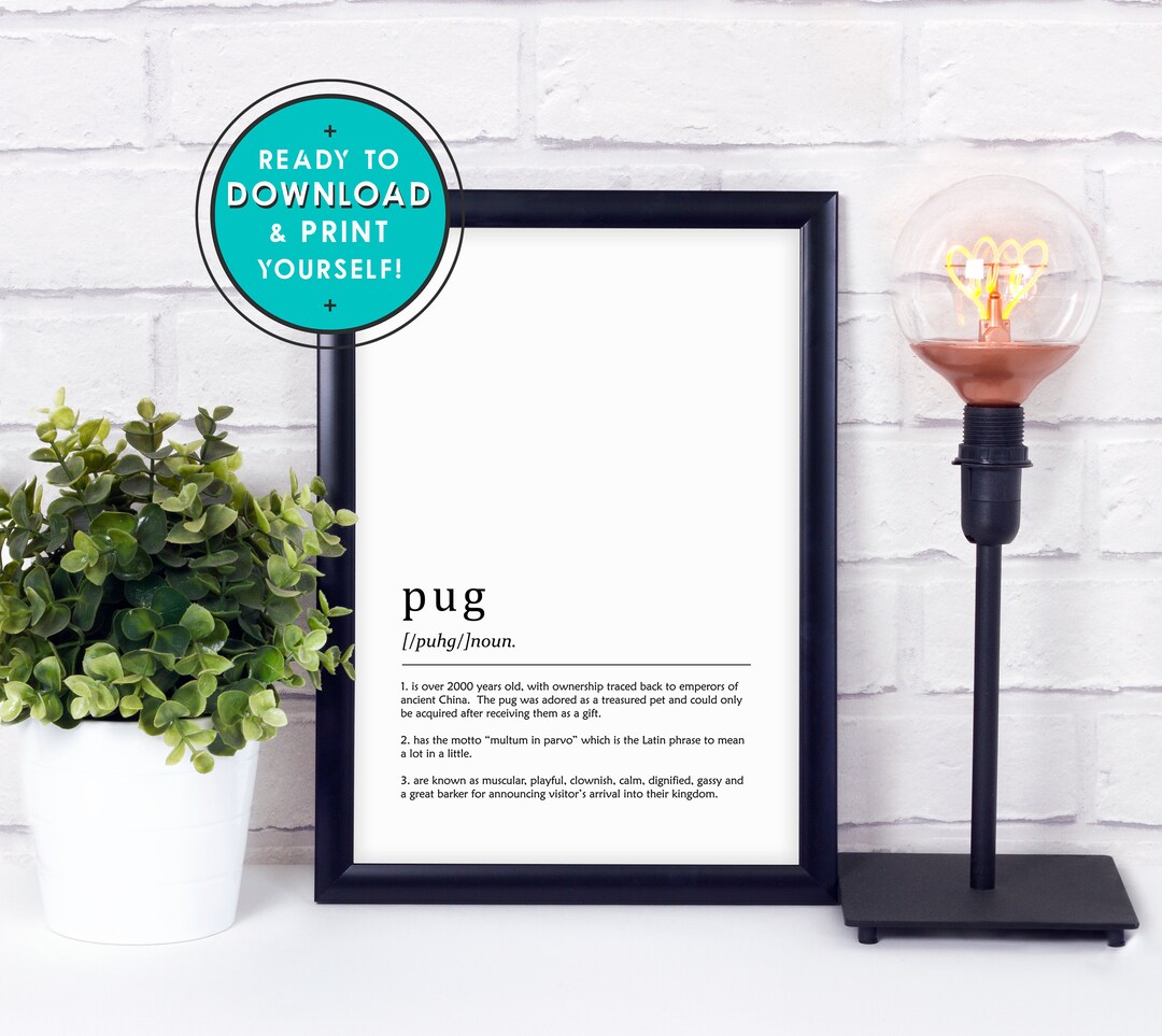 Pug Dog Definition Printable for You to Download and Print - Etsy