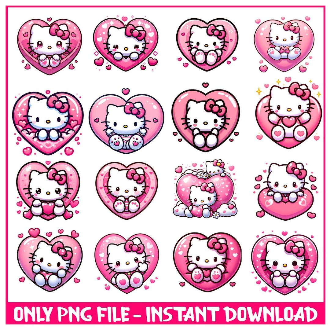 Hello Pink Kitty PNG Pink Bow Pink Hearts Pink Love Kitty PNG Kitty ...
