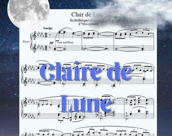 Clair De Lune - Claude Debussy - Piano Sheet Music Pdf - Etsy