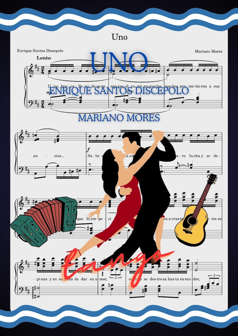 Uno Digital Piano Printable Music Sheet Discepolo Mores Argentine Tango ...