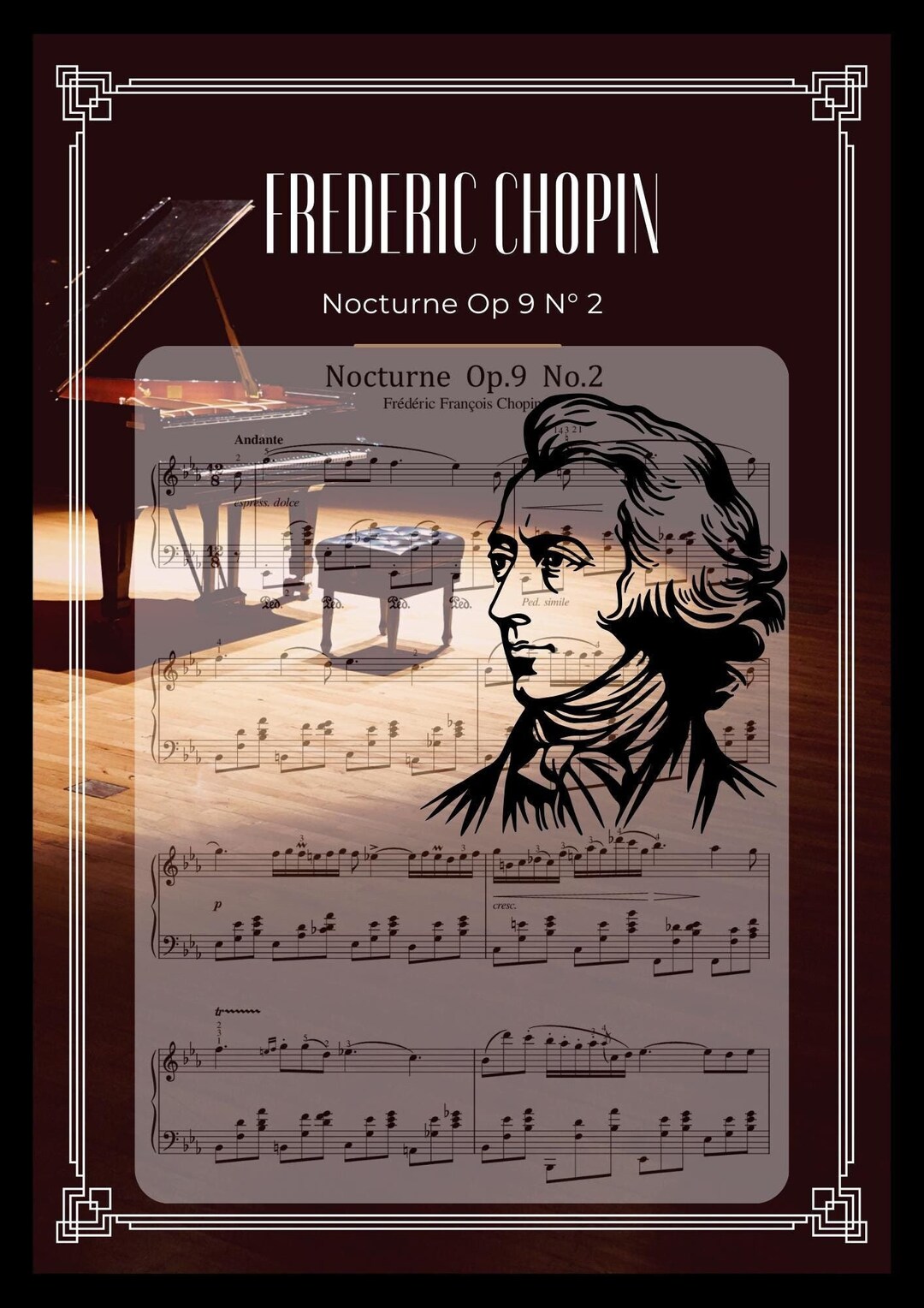 Nocturne Op9 No2 by Frederic Chopin Sheet Music Piano for Intermediate Levels Printable PDF Plus ...