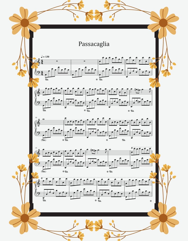 Passacaglia, Digital Piano Music Sheet, Georg Friedrich Händel, PDF ...