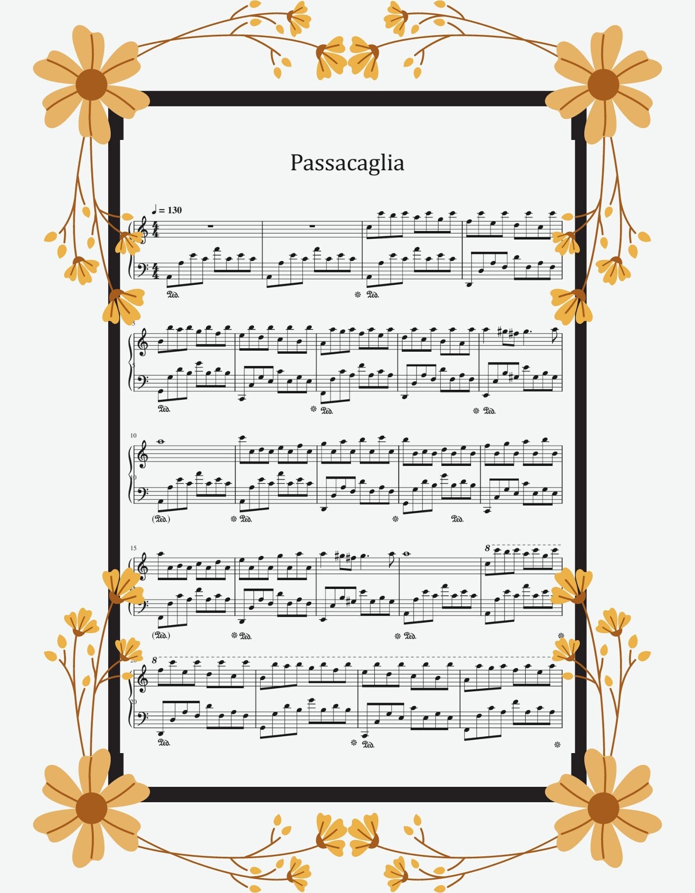 Passacaglia, Digital Piano Music Sheet, Georg Friedrich Händel, PDF ...
