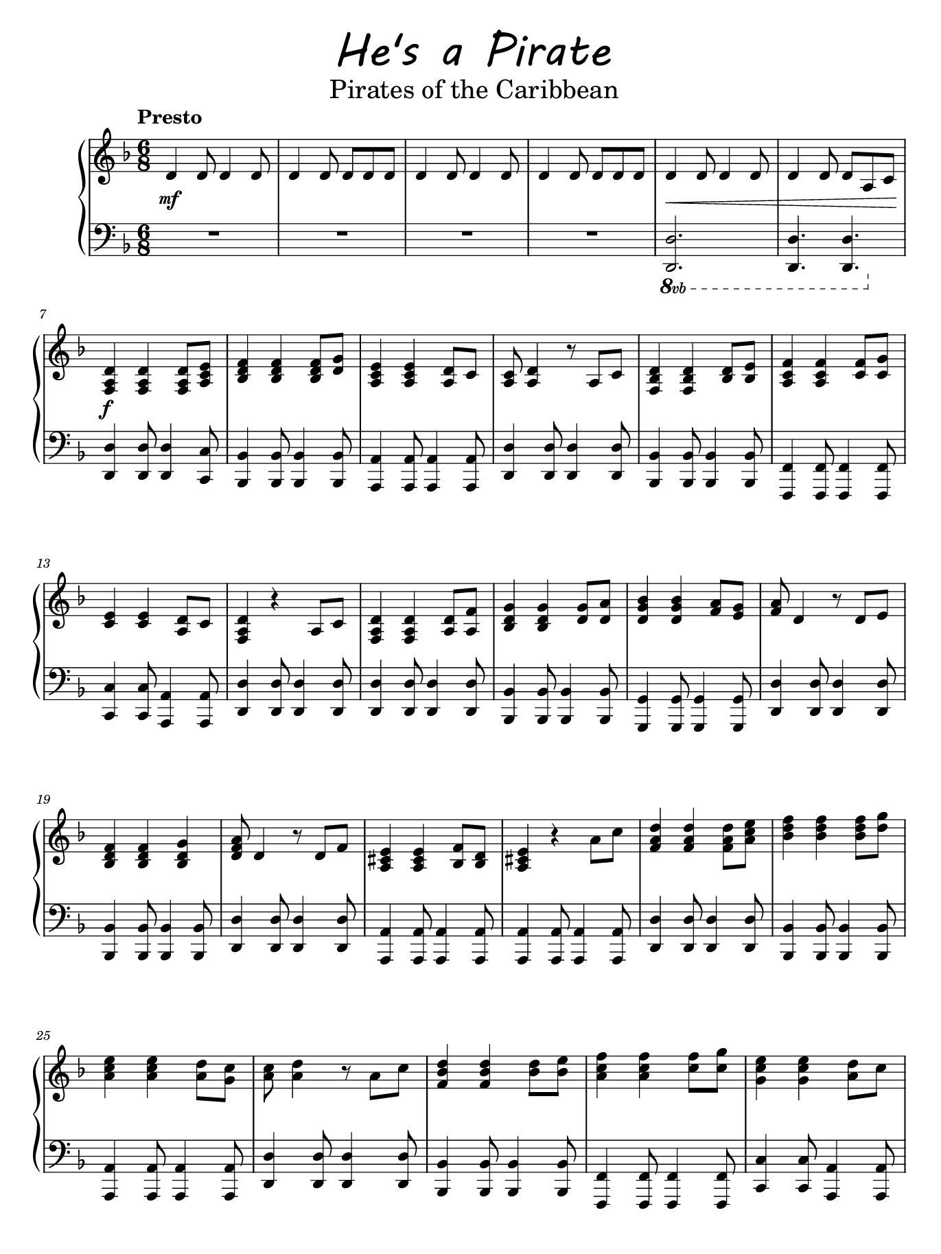 He's a Pirate From Pirates of the Caribbean Main Song, Printable ...