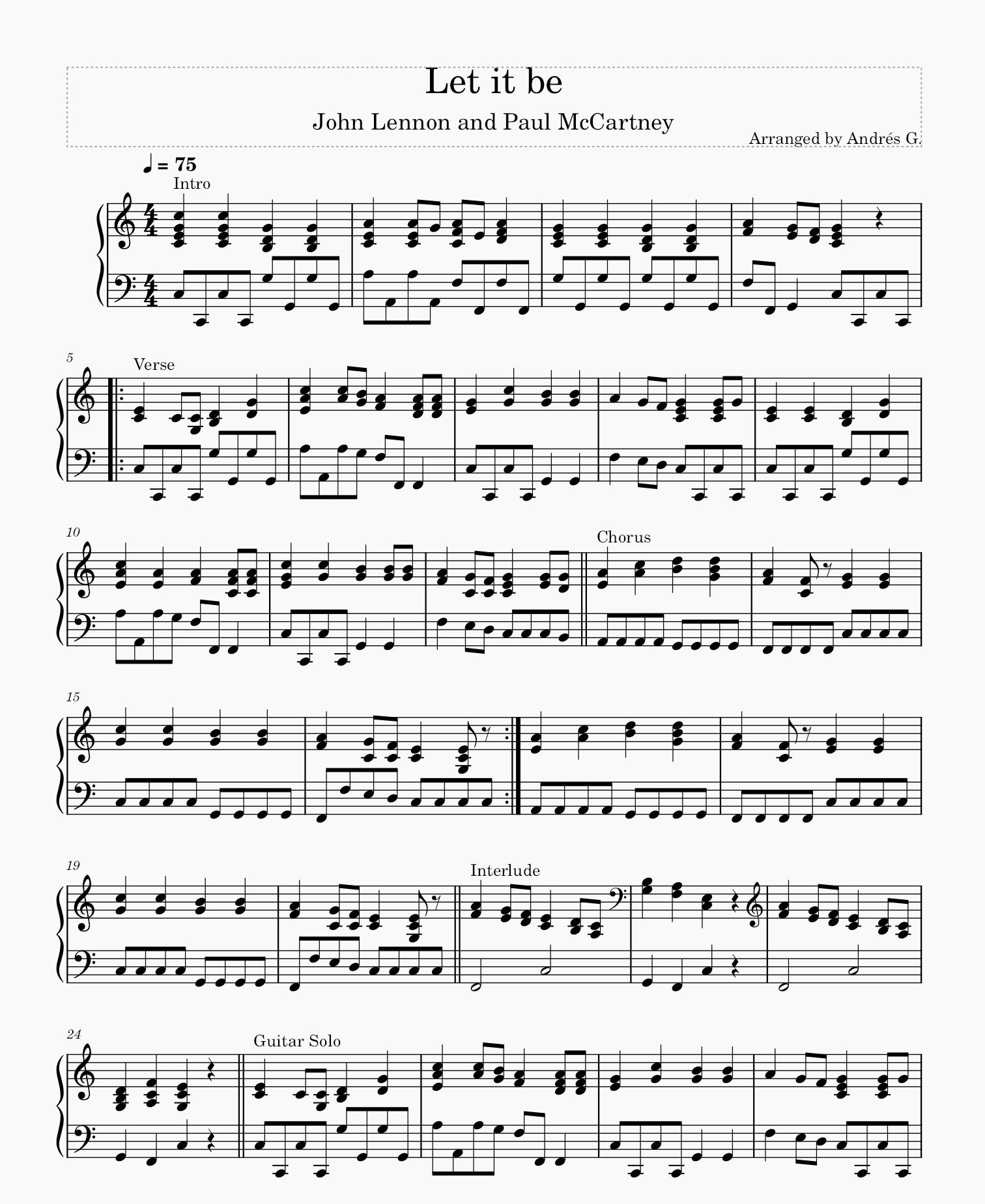 Let It Be, Digital Piano Music Sheet for All Levels, PDF MIDI Formats ...