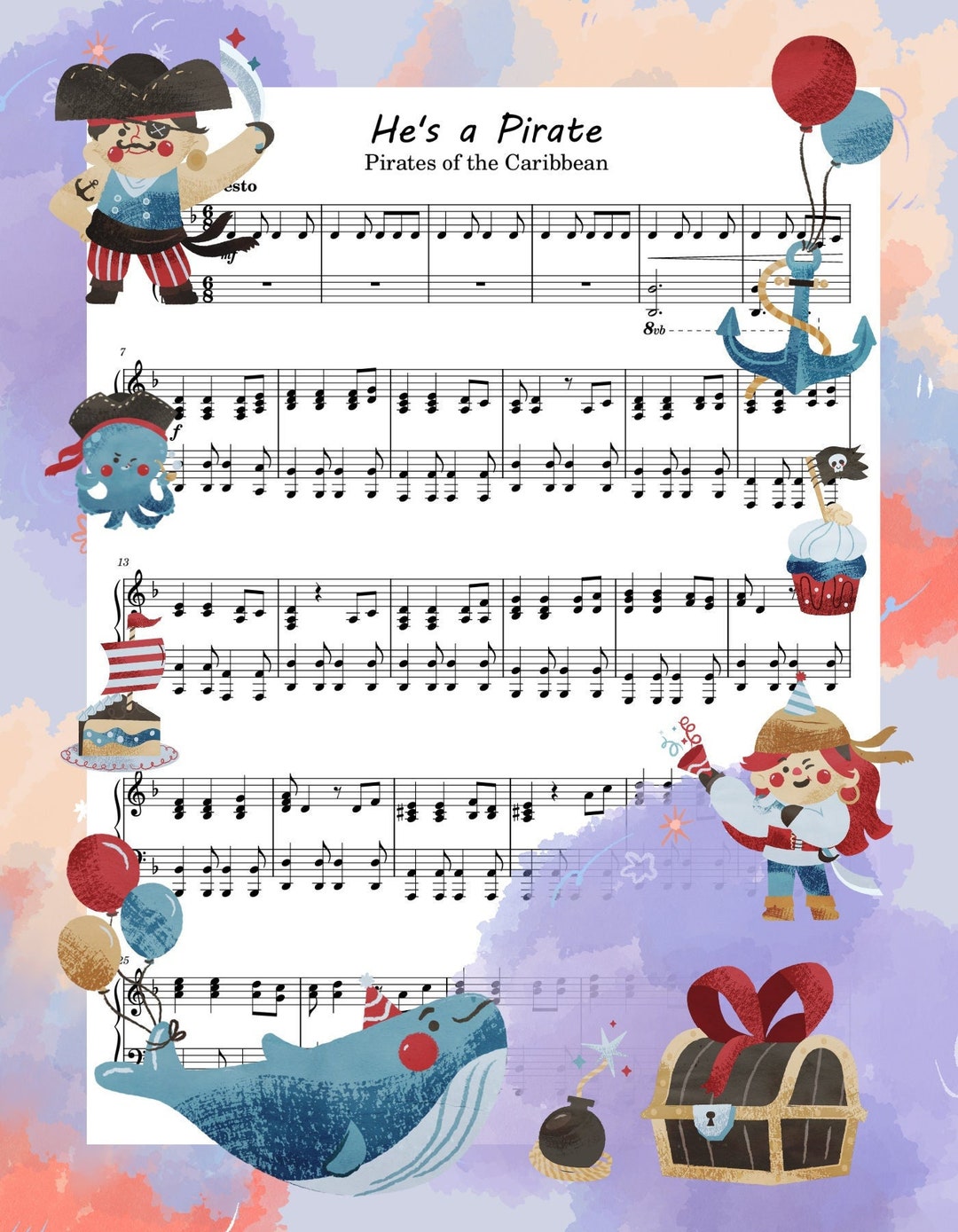 He's a Pirate From Pirates of the Caribbean Main Song, Printable ...