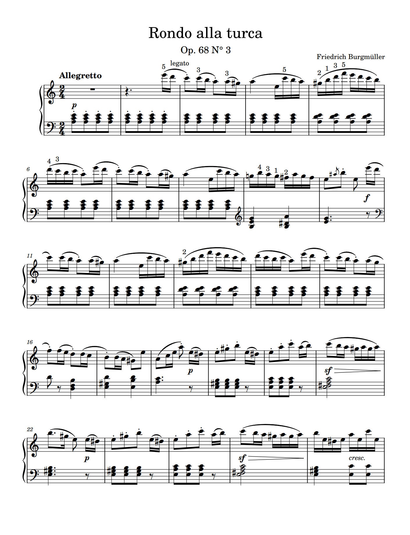 Rondo Alla Turca Op 68 3 by Friedrich Burgmüller for Advanced Piano ...