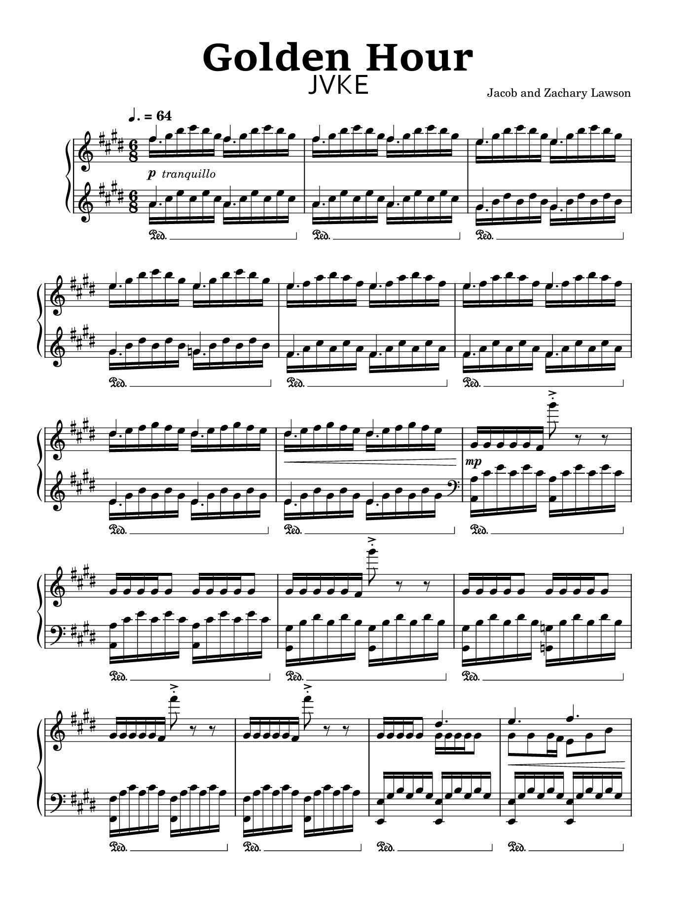 JVKE Golden Hour Printable Sheet Music for Advanced Players Piano PDF ...