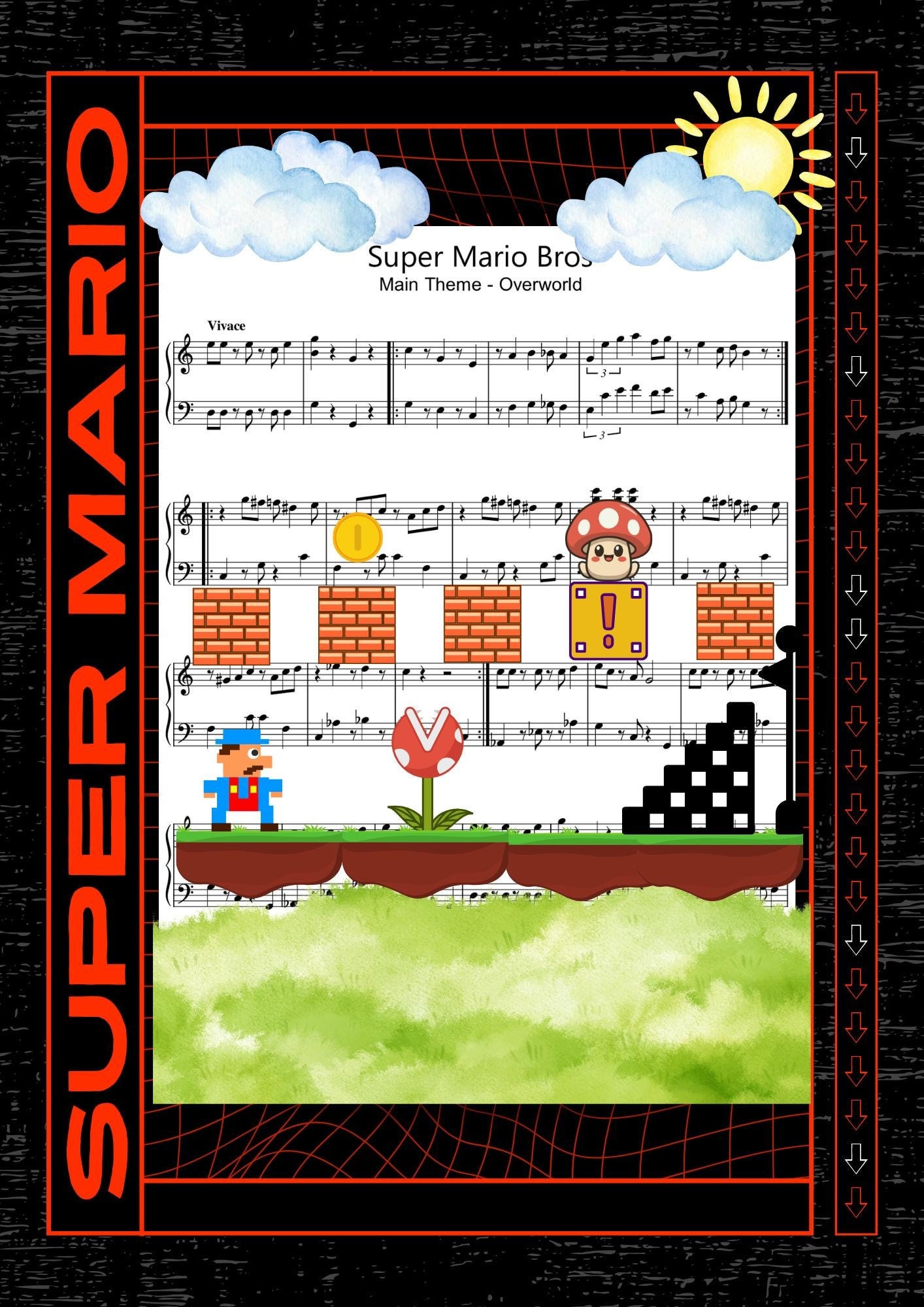 Super Mario Overworld Piano Sheet Music: Beginner Easy Play (PDF + MP3 ...