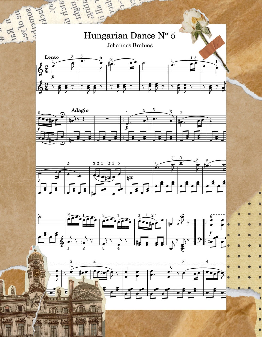 Easy to Play Piano for All Levels - Johannes Brahms Hungarian Dance N5 ...