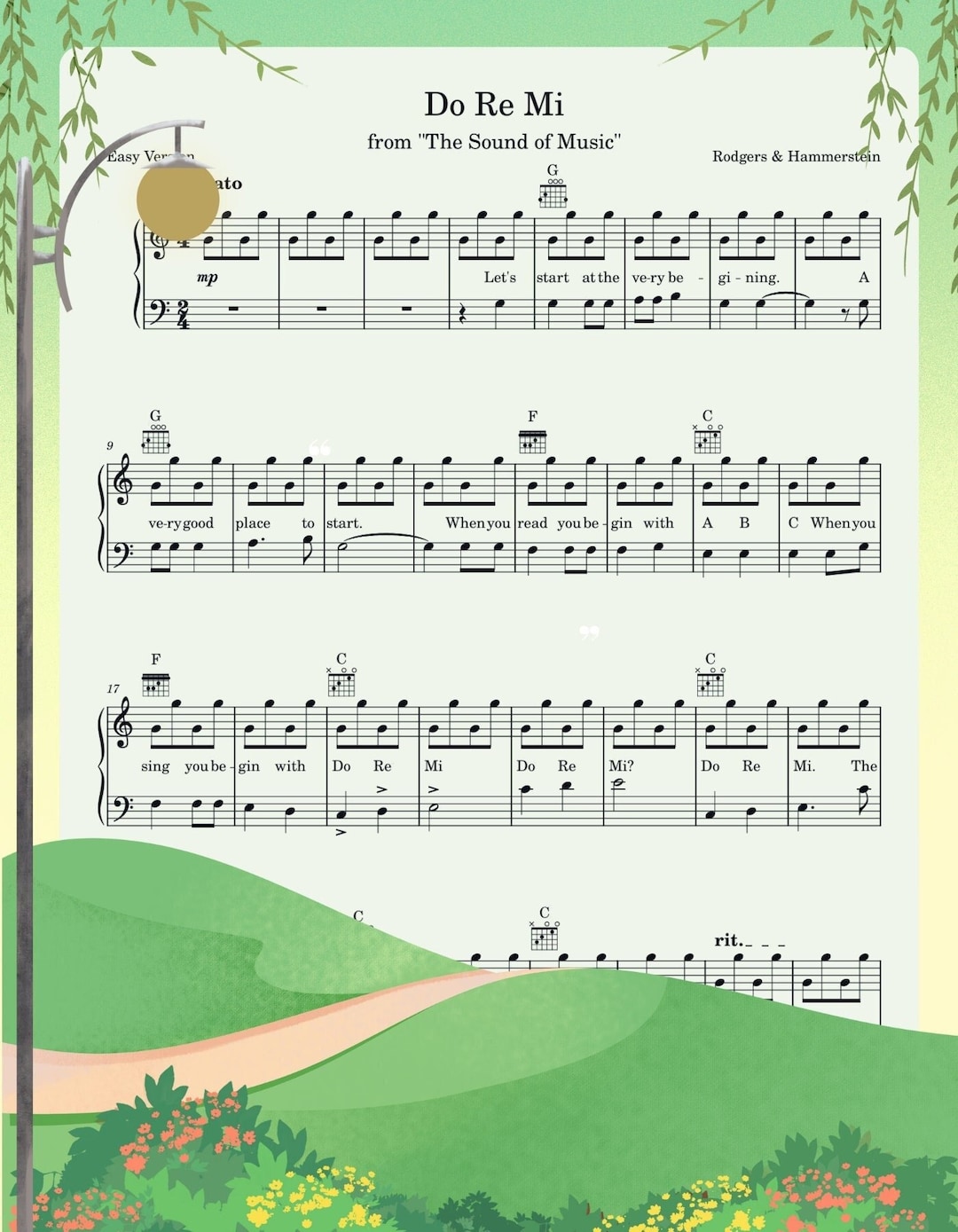 Do Re Mi - the Sound of Music - Piano Sheet Music (PDF & MP3) - Etsy