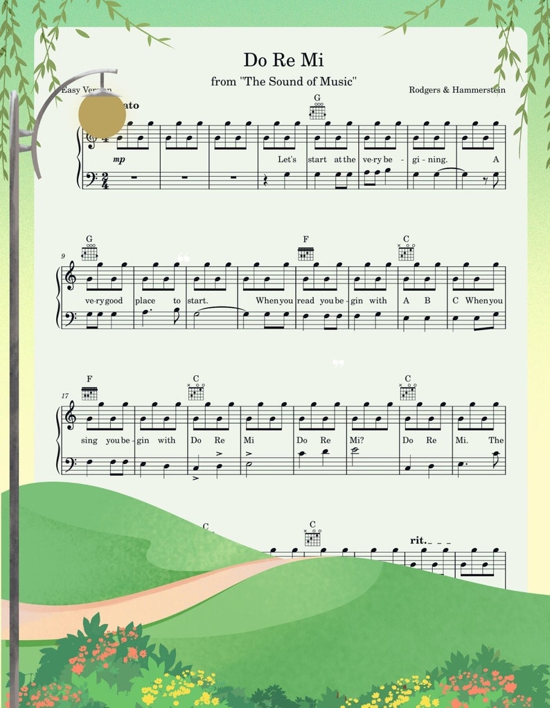 Do Re Mi - the Sound of Music - Piano Sheet Music (PDF & MP3) - Etsy