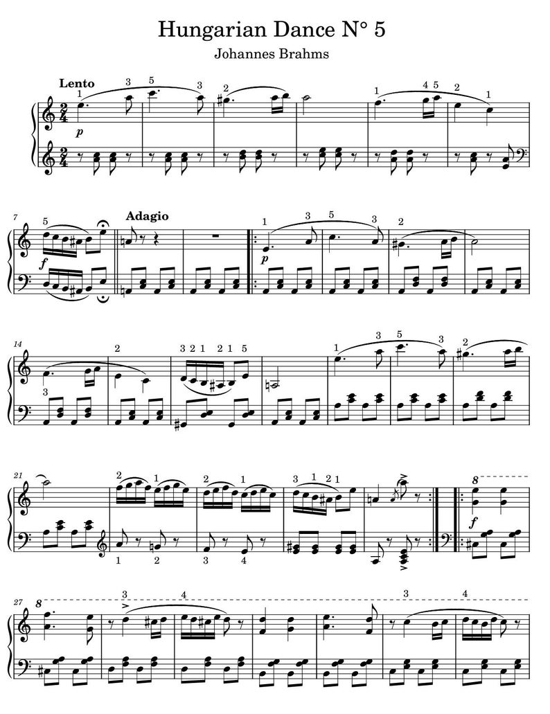 Easy to Play Piano for All Levels - Johannes Brahms Hungarian Dance N5 ...