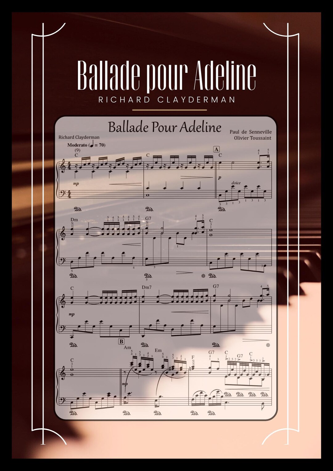 Richard Clayderman Ballade Pour Adeline Sheet Music Piano for ...