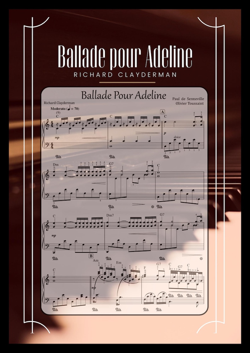 Ballade Pour Adeline Piano Sheet Music: Intermediate Level (PDF & MP3 ...