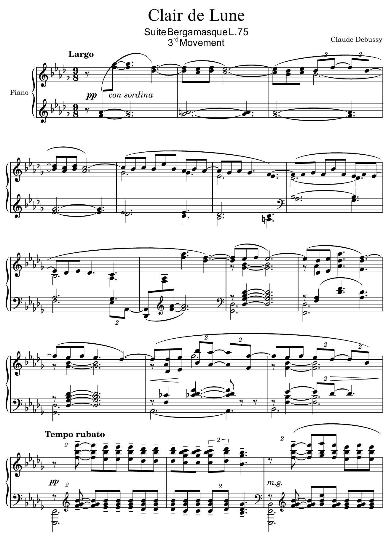 Claire De Lune Claude Debussy Sheet Music Piano Printable PDF Easy ...