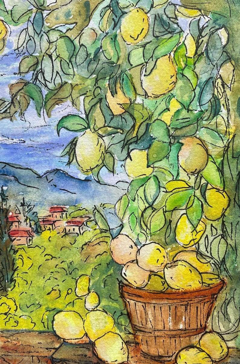 Original Watercolor Painting- Lemon Tree - Etsy