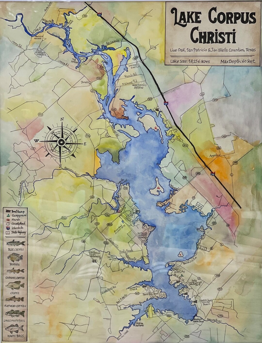 Lake Corpus Christi Map - Etsy