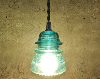 Antique Farmhouse Ice Tong With Glass Insulator Pendant Light - Etsy