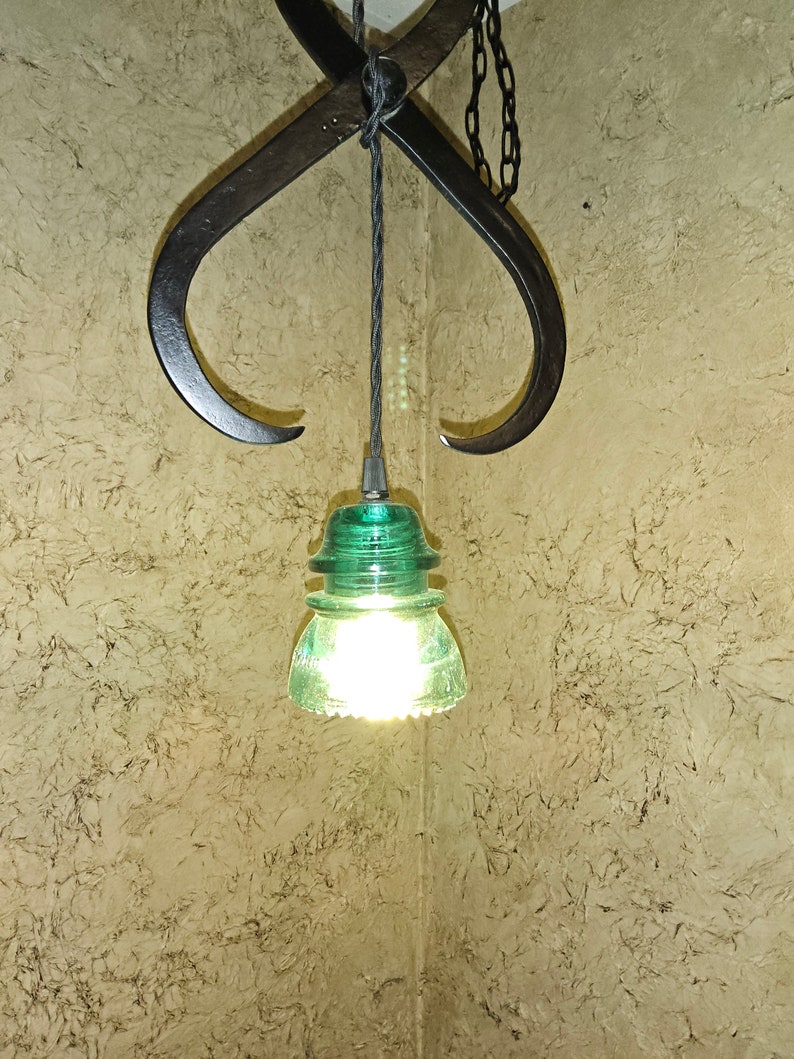 Antique Farmhouse Ice Tong With Glass Insulator Pendant Light - Etsy