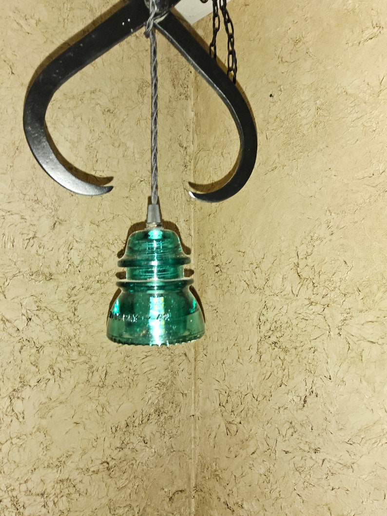 Antique Farmhouse Ice Tong With Glass Insulator Pendant Light - Etsy