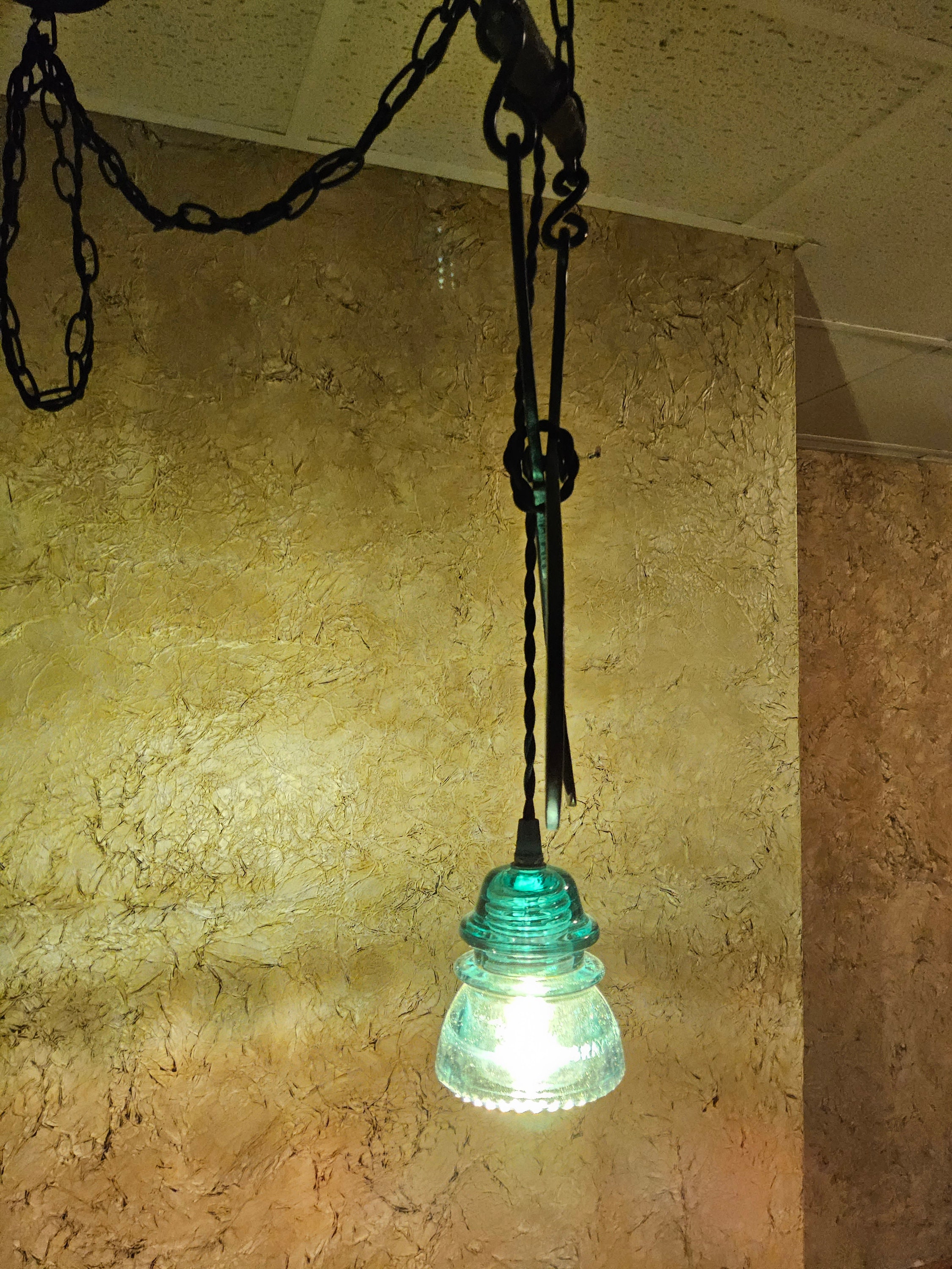 Antique Farmhouse Ice Tong With Glass Insulator Pendant Light - Etsy