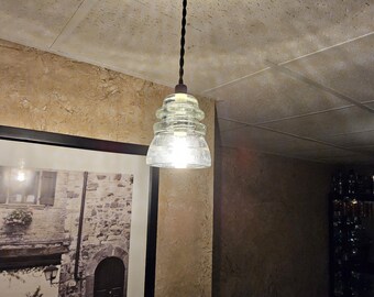 Antique Farmhouse Ice Tong With Glass Insulator Pendant Light - Etsy