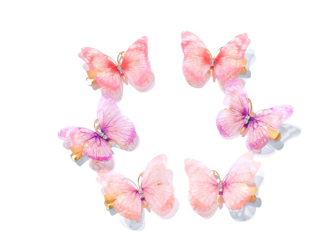 Colorful Butterfly Clip Set for Girls Hair, 3D Purple Butterflies ...