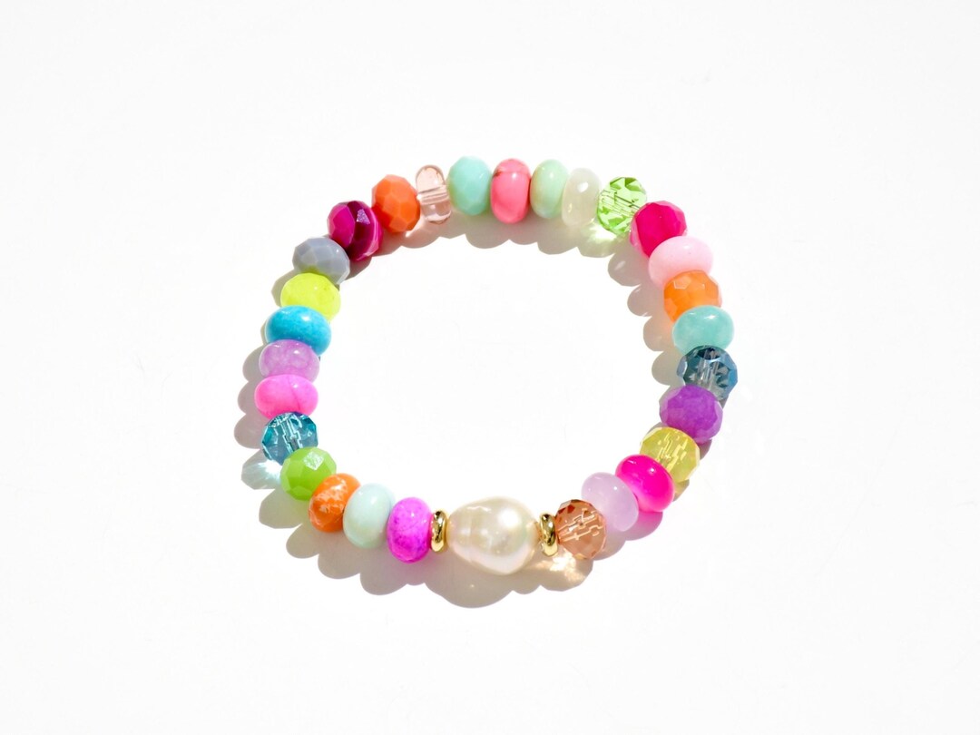 Colorful Gemstone Bracelet, Rainbow Opals & Beaded Bracelet, Multi Gem ...