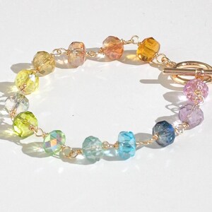 Rainbow Crystal Bracelet, Hand-wrapped Wire Bracelet With Colorful ...