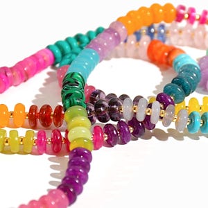 Colorful Rainbow Gemstone Bracelet Wrap, Long Boho Necklace for Women ...