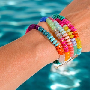 Colorful Rainbow Gemstone Bracelet Wrap, Long Boho Necklace for Women ...
