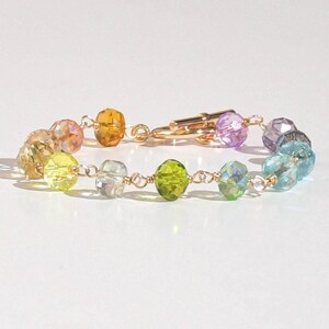 Rainbow Crystal Bracelet, Hand-wrapped Wire Bracelet With Colorful ...