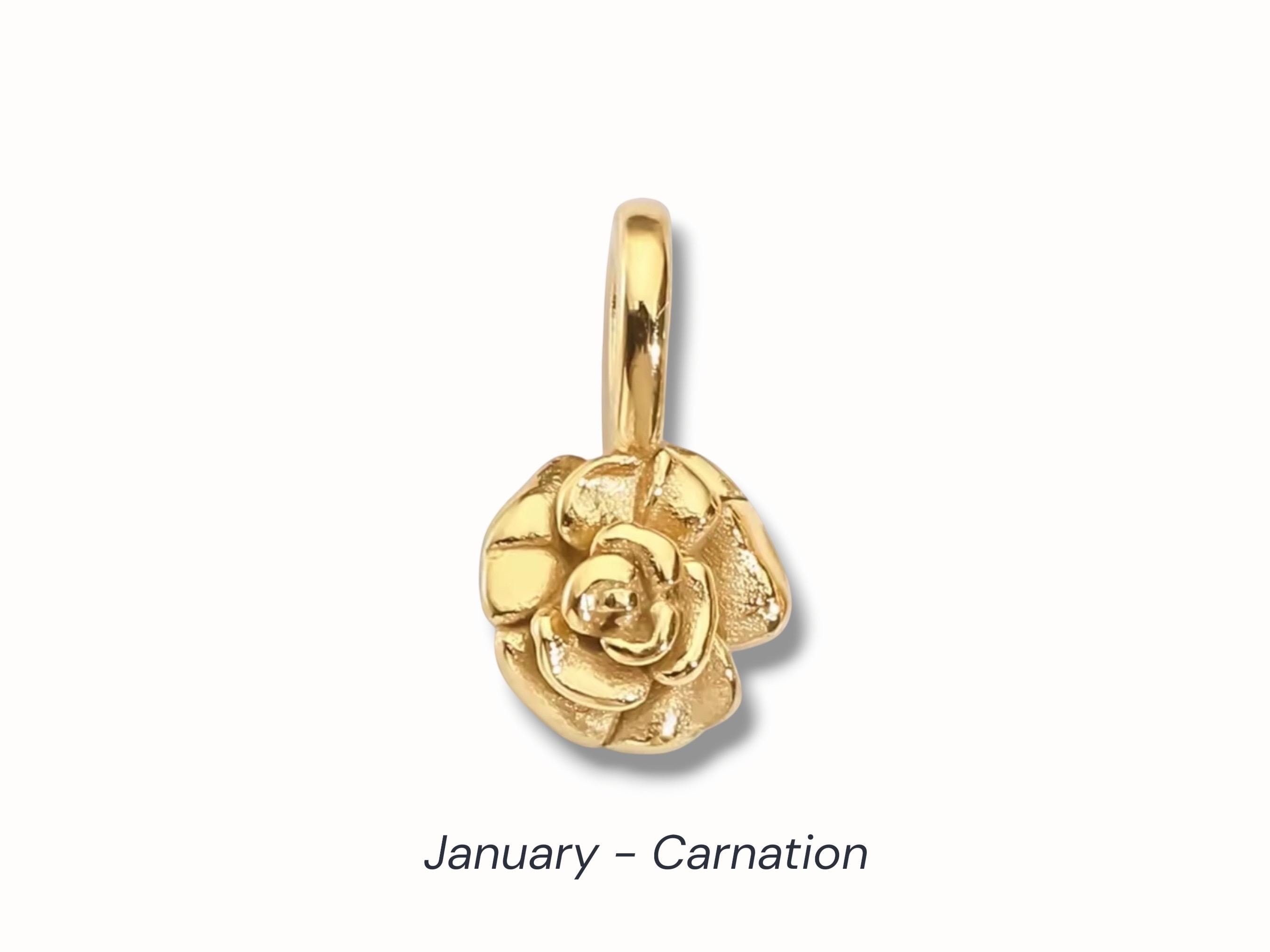 Personalized Birth Flower Charm: Custom Engraved Birthday Month Charm ...