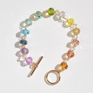 Rainbow Crystal Bracelet, Hand-wrapped Wire Bracelet With Colorful ...