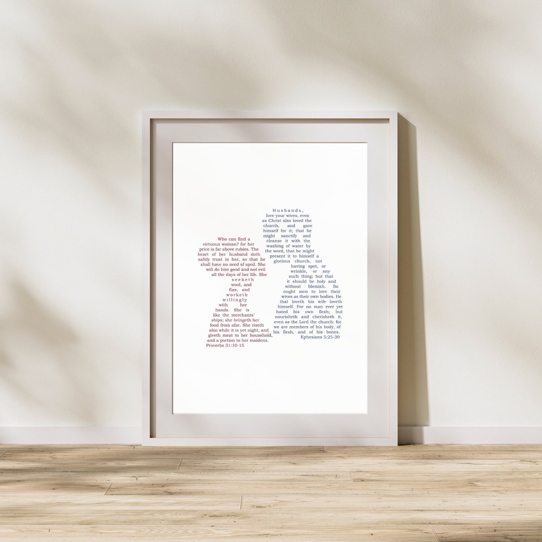 Married Couple Scripture Wall Art DIGITAL PRINT, Ephesians 5, Proverbs ...
